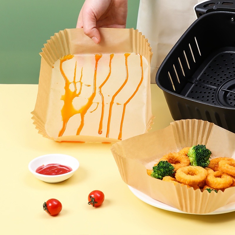 100pcs Disposable Air Fryer Papers Non-Stick Oil-proof Baking Steamer ...