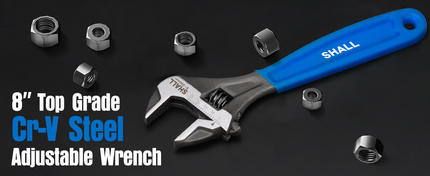 Shall 3-Piece Adjustable Wrench Set, 10/8/6 Inch Cr-V Steel Wrench with ...