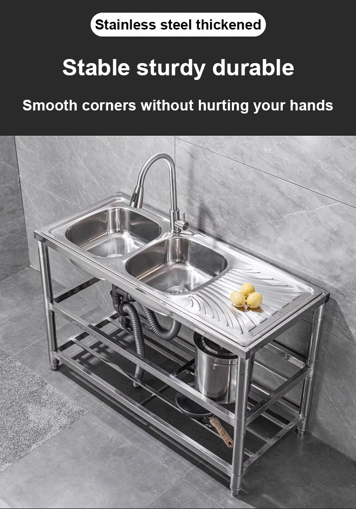 【Fast delivery】120*50 Stainless Steel Sink with stand lababo stainless ...