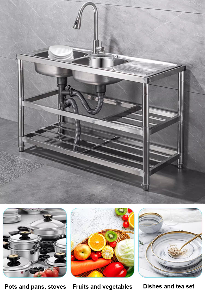 【Fast delivery】120*50 Stainless Steel Sink with stand lababo stainless ...