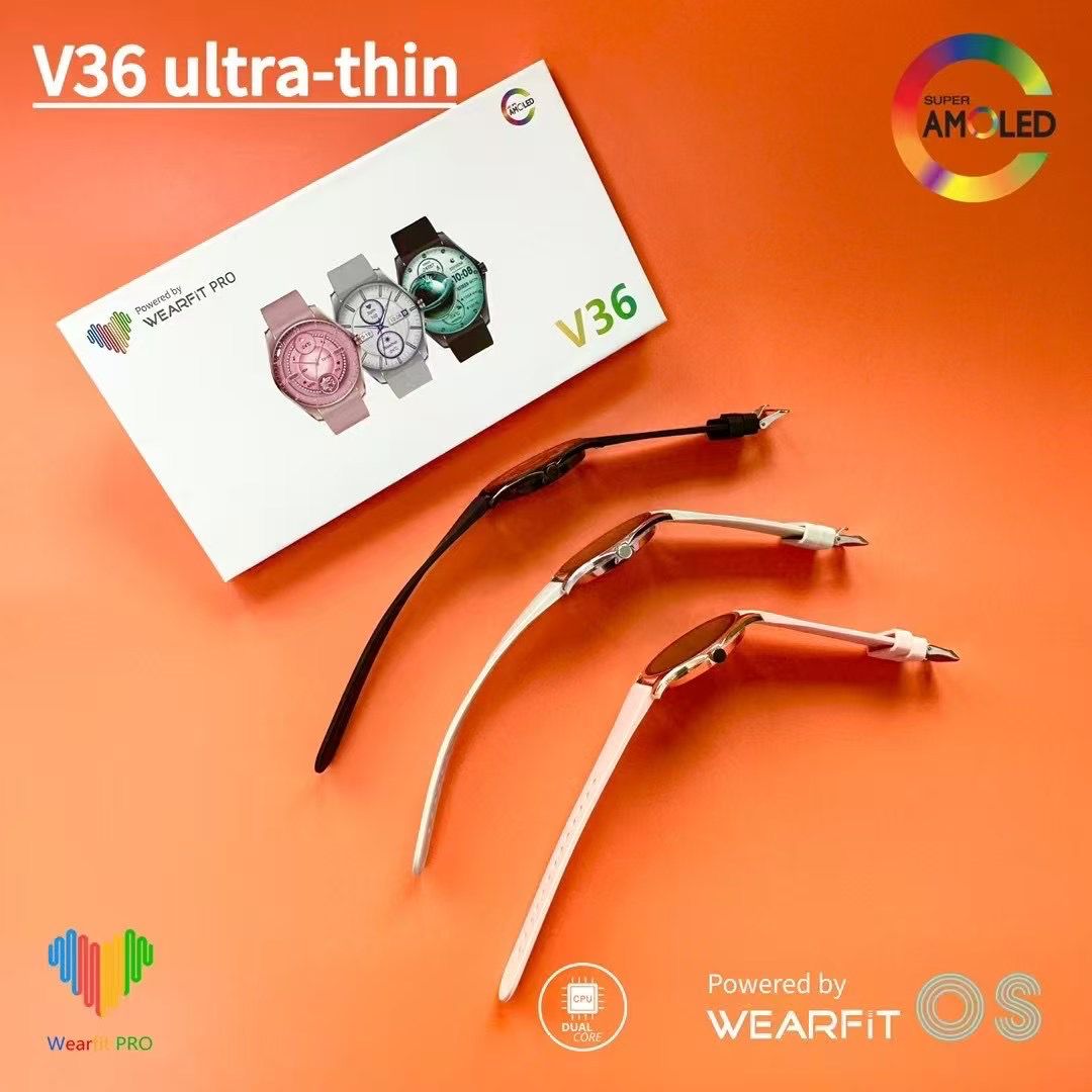 2025 Ultra thin Smart Watch For woman V36 round AMOLED Screen Sports Bracelet Bluetooth Calling ...