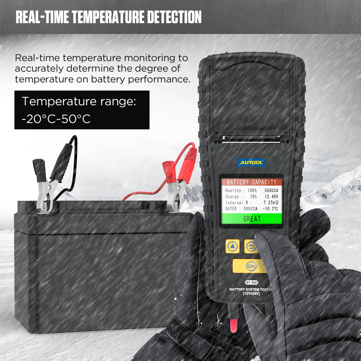 【AUTOOL BT860】 12/24V Car Battery Tester Automotive Vehicle Heavy ...