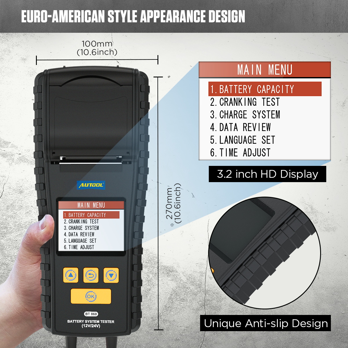 【AUTOOL BT860】 12/24V Car Battery Tester Automotive Vehicle Heavy ...