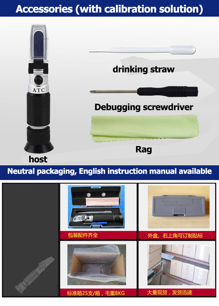 Handheld Atc seawater salinity meter Optical refractometer 0-100% ...