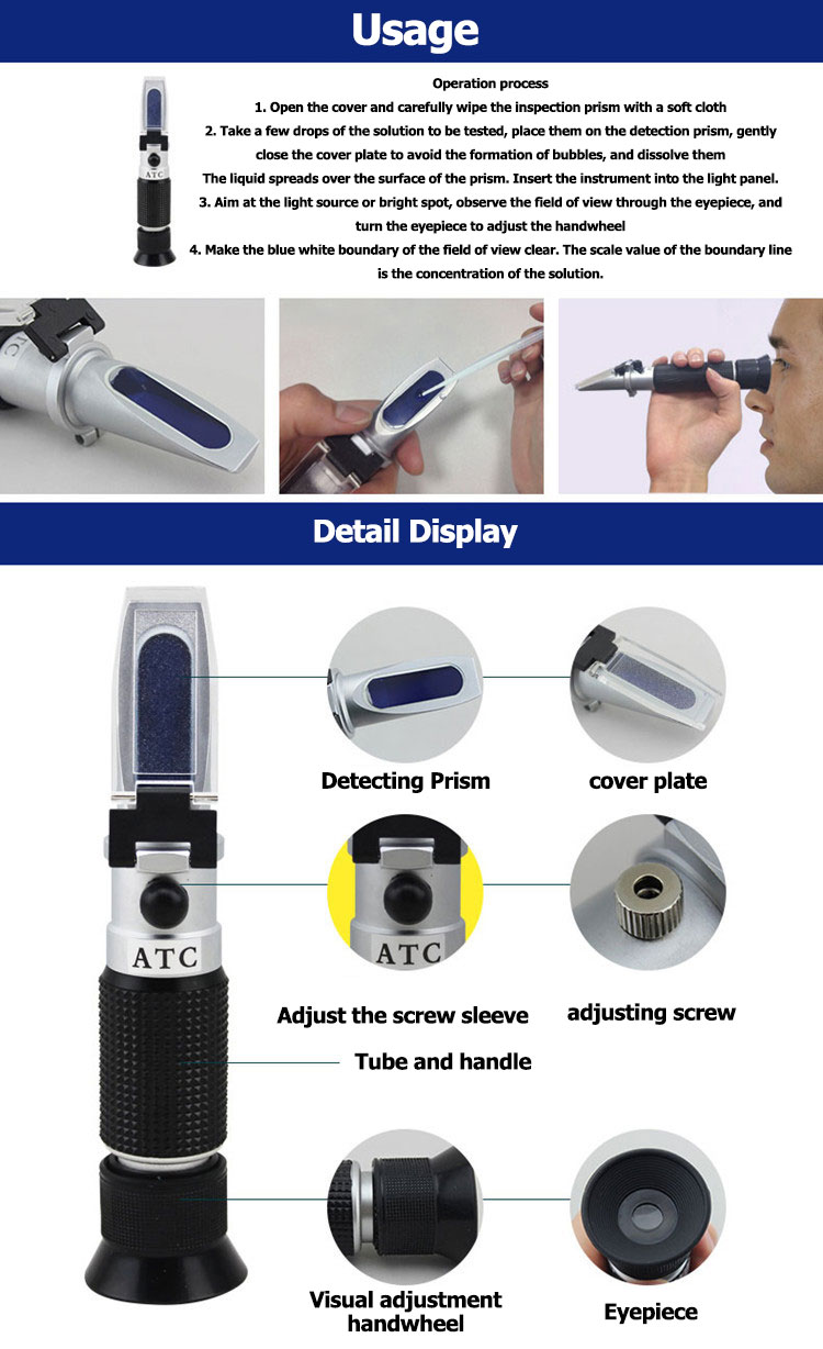 Handheld Atc seawater salinity meter Optical refractometer 0-100% ...