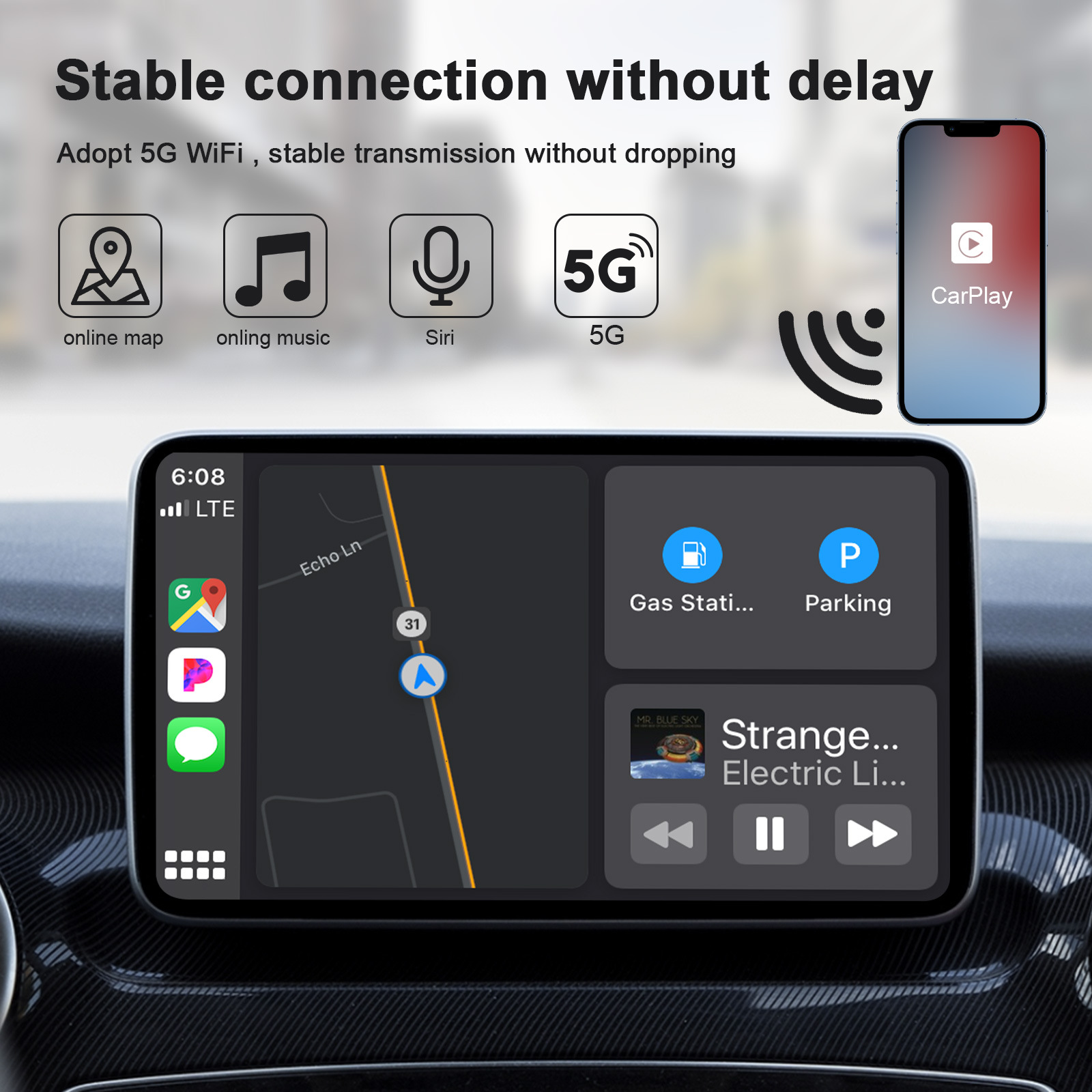 FEINODI Wireless CarPlay/Android Auto adapter ay nagko-convert na wired ...