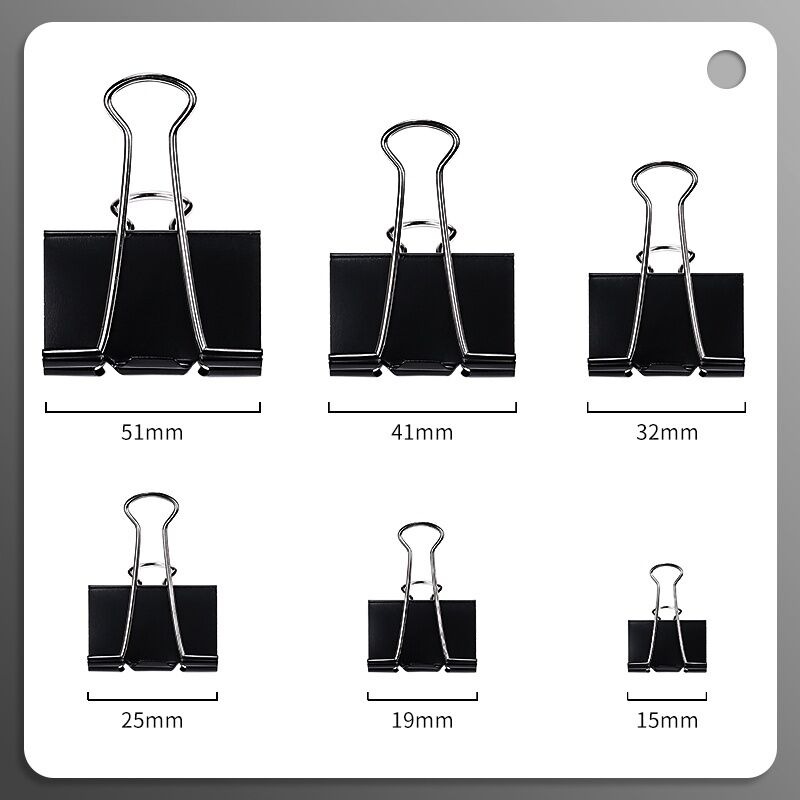 12PCS Per Box Black Dovetail Clip Binder Paper Clip Office Supplies ...