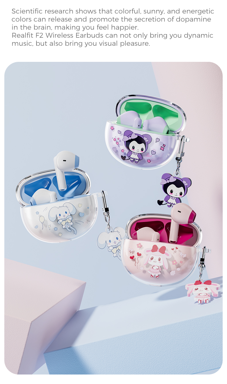 【Freebies】Realfit F2 TWS Bluetooth Earphone Cute Cartoon Case Mini ...