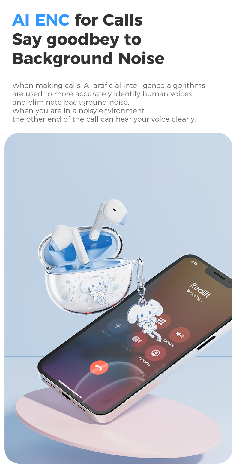 【Freebies】Realfit F2 TWS Bluetooth Earphone Cute Cartoon Case Mini ...