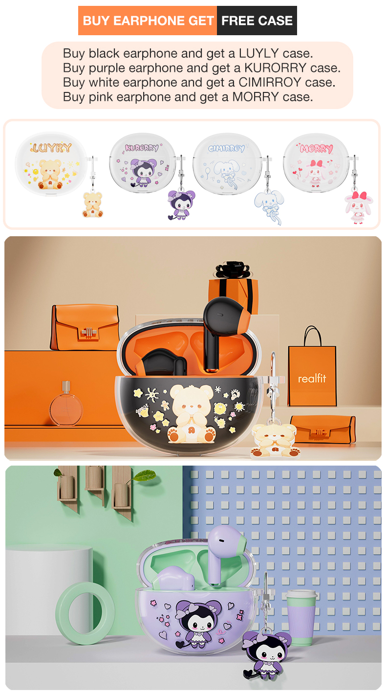 【Freebies】Realfit F2 TWS Bluetooth Earphone Cute Cartoon Case Mini ...