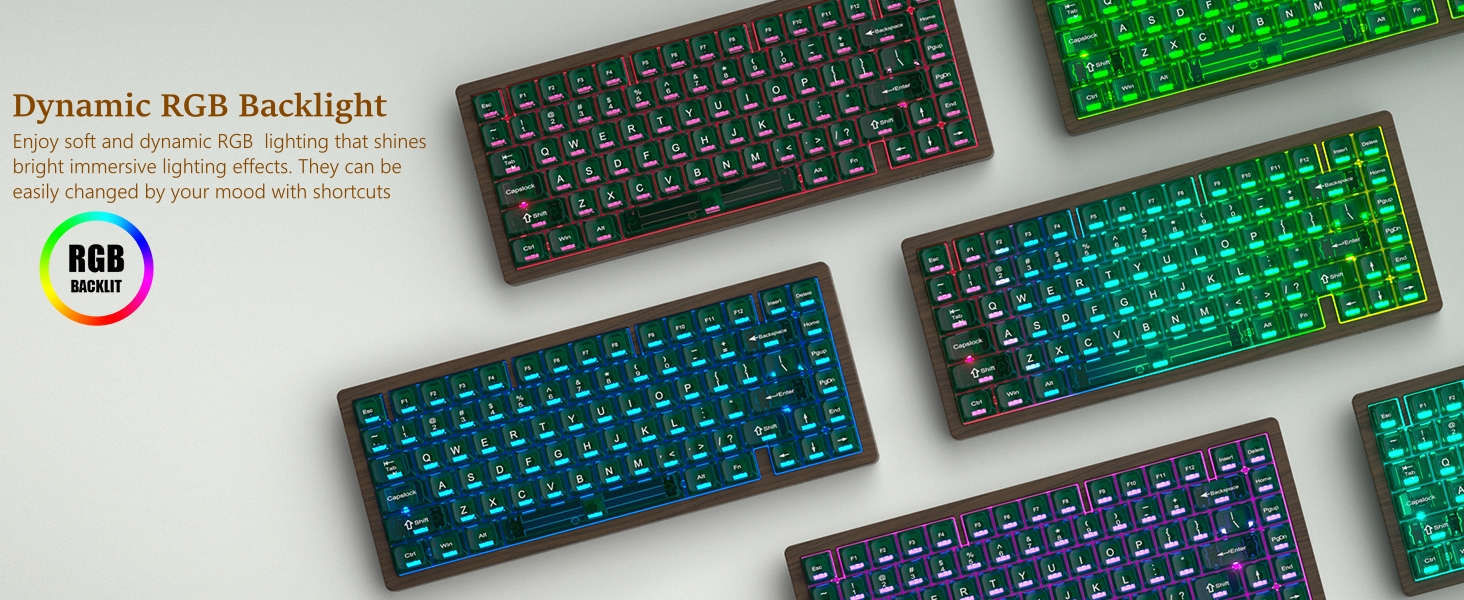 Womier WD75 Wood Gaming Keyboard QMK/VIA Tri-Mode Wireless RGB Hot ...