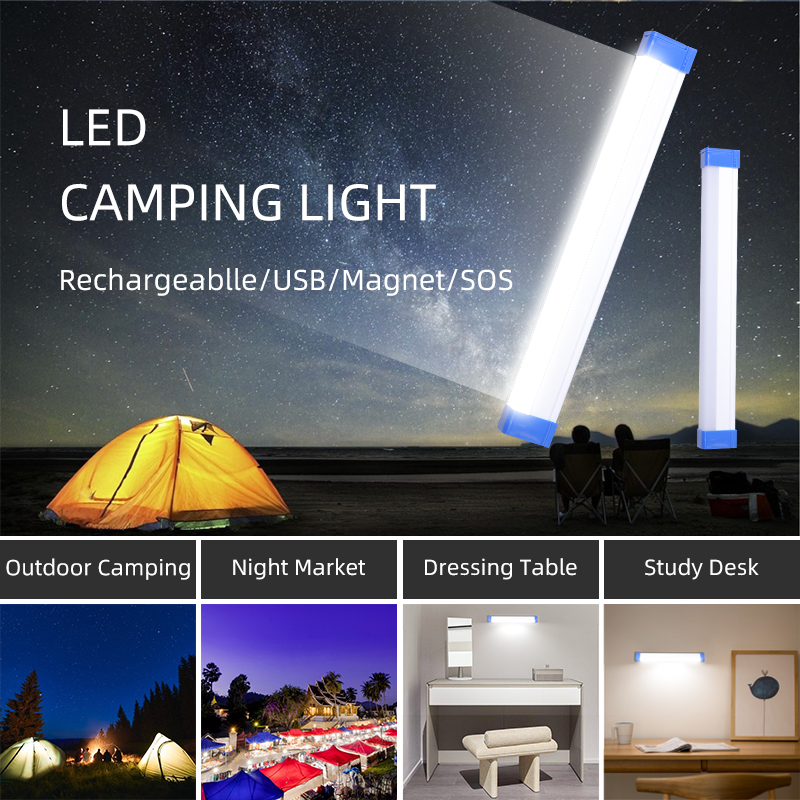 Solar Emergency Light Lamp Tube With Panel Rechargeable Light Outdoor ...