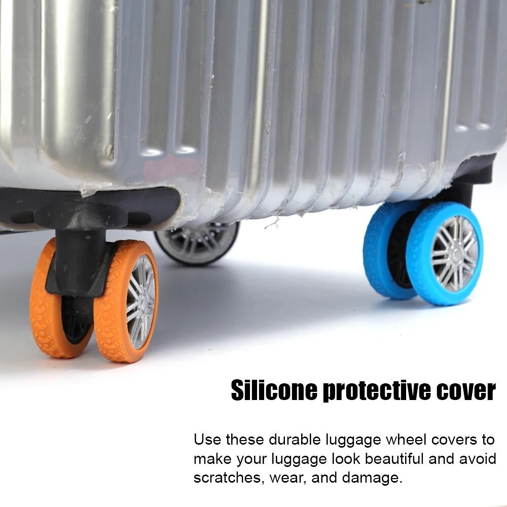 8Pcs Thicken Texture Silicone Wheels Protector For Luggage Reduce Noise ...