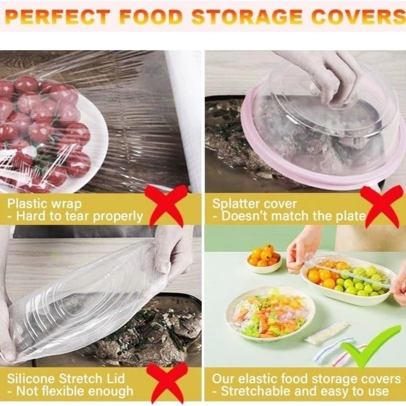 100pcs Colorful Disposable Food Cover / Fruit Fresh-keeping Elastic ...