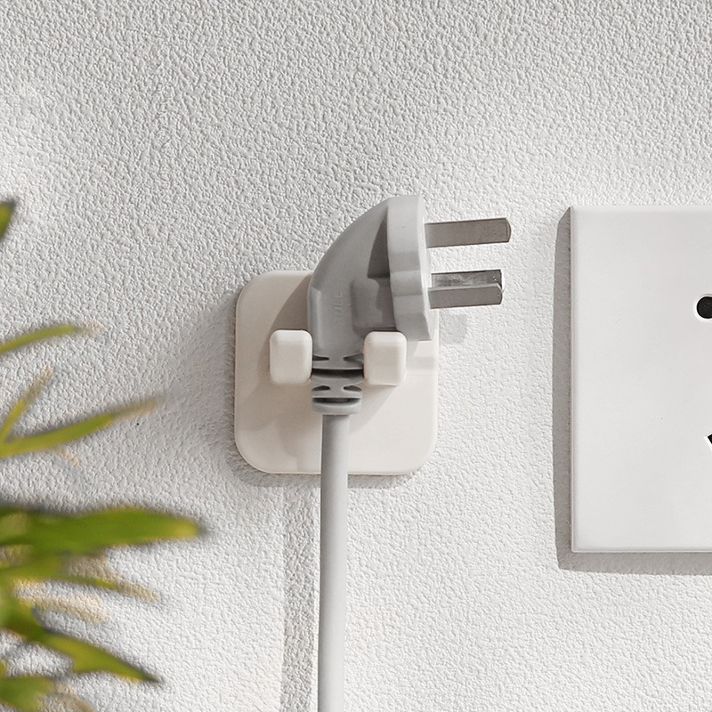 Power Plug Socket Hook Wall Mount Punch-free Power Cord Storage Rack ...