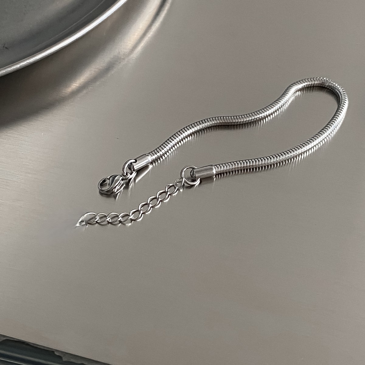 Silver Titanium Snake Chain Bracelet for Men and Women Couple No Fade ...