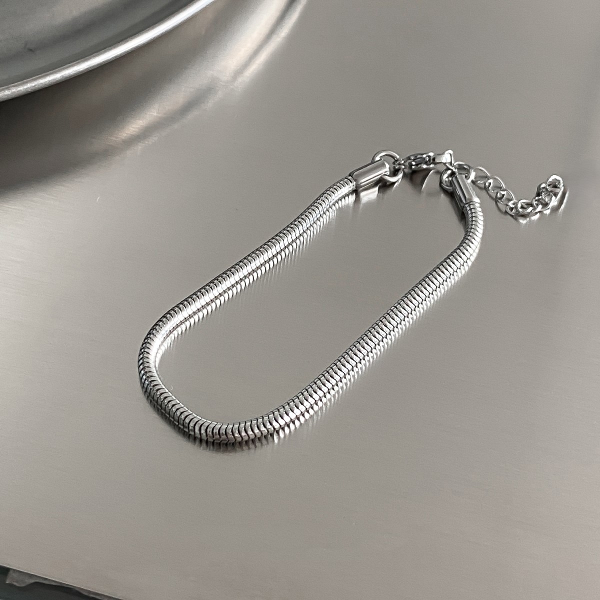 Silver Titanium Snake Chain Bracelet for Men and Women Couple No Fade ...