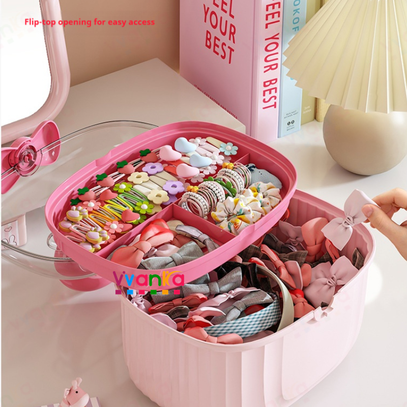 From PH Kids Jewelry Box Hair Accessory Organizer for Girls Portable ...