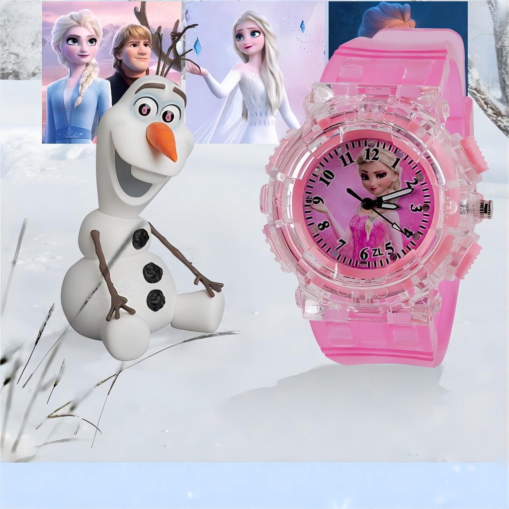 2024 Frozen Princess Elsa Anna Pattern Children LED Light Kids Watches ...