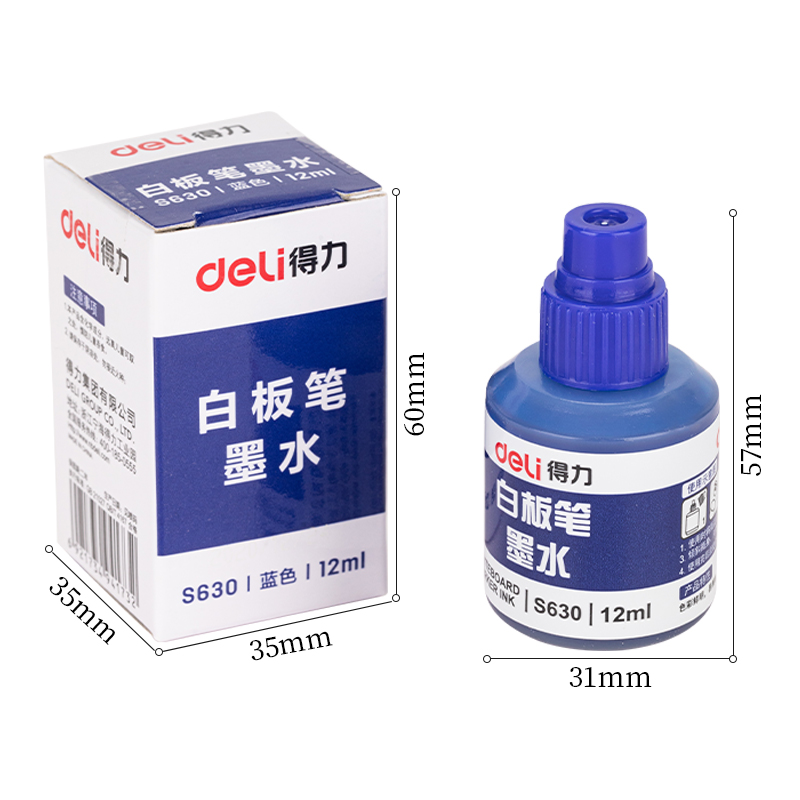 Deli 12ML Whiteboard Ink Quick Drying Whiteboard Pen Ink Black/Red/Blue ...