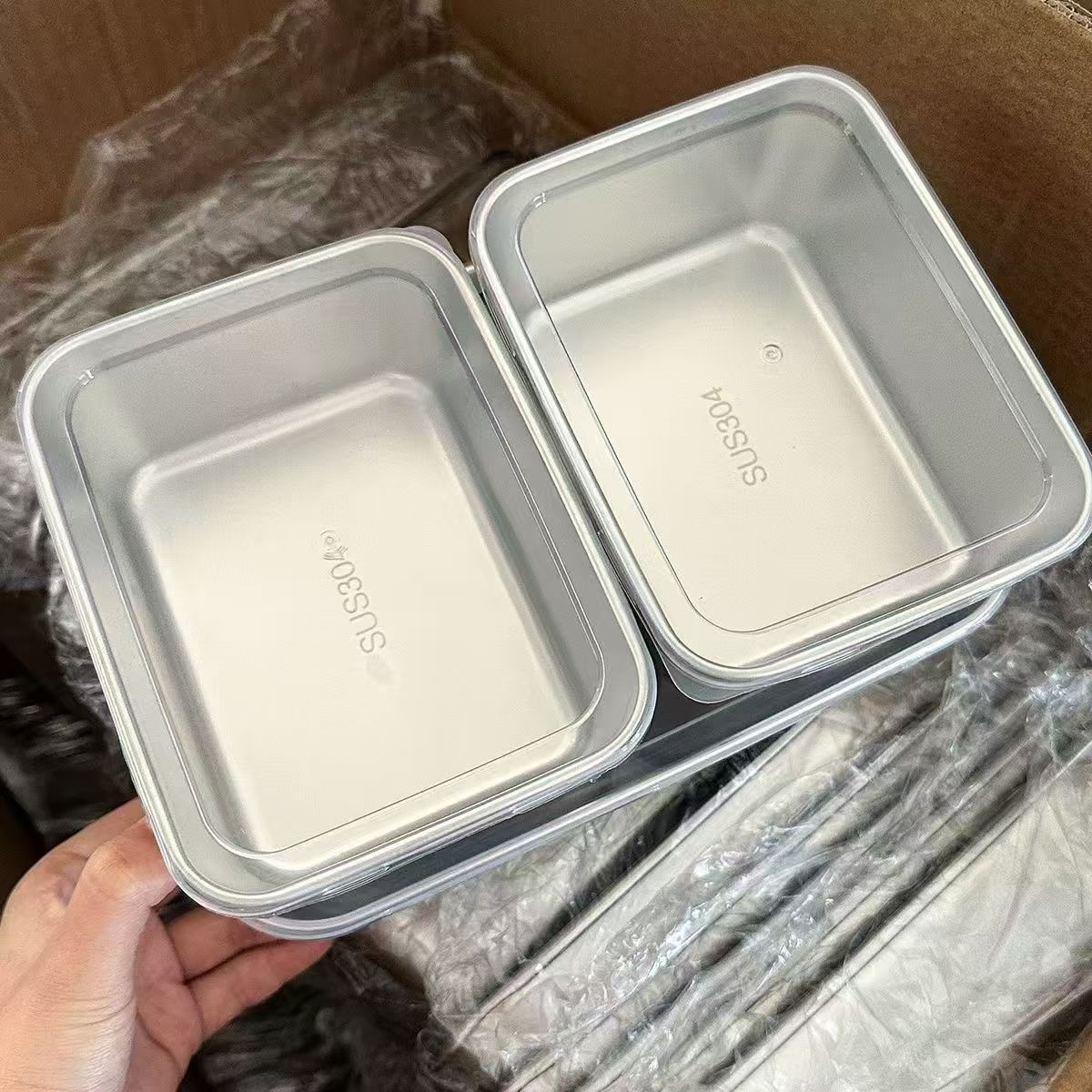 304 Stainless Steel Food Storage Box with Lid Household Fresh-keeping ...