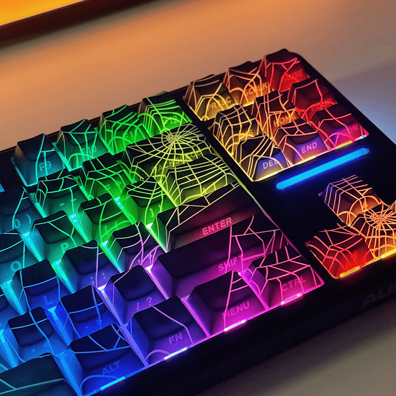 Spider WEB side transparent keycaps 130 keys PBT CHERRY Two-color ...