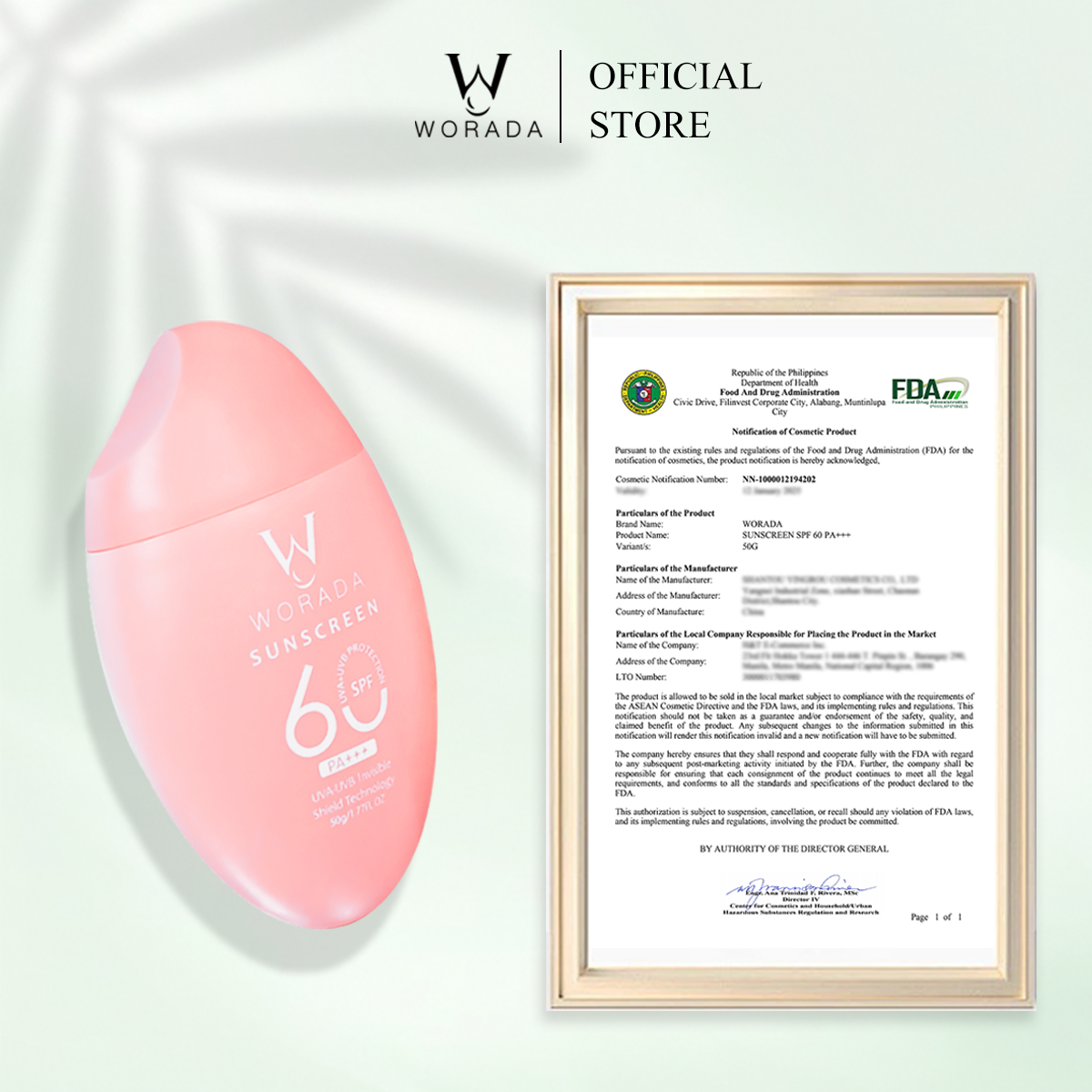 FDA approved WORADA Face Sunscreen Whitening SPF 60 and SPF 50 PA++ ...