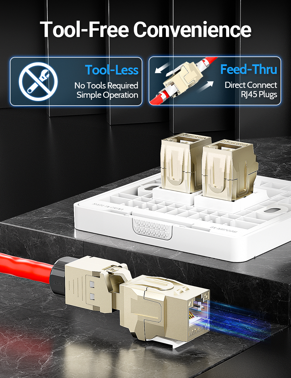 AMPCOM 1U 24-Port Keystone Patch Panel,STP Rack-Mounted with Rear Cable ...