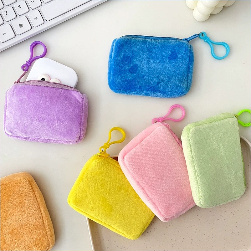 Macaron Plush coin purse wallet card bag coin bag Keychain pendants ...