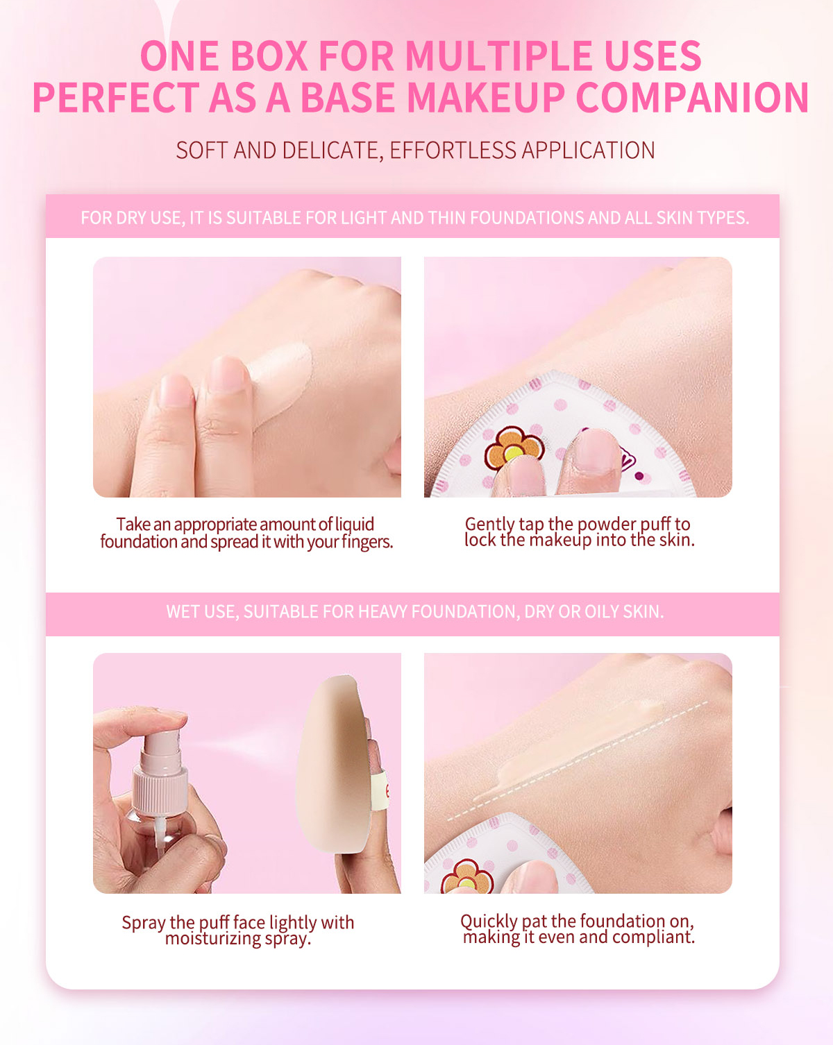 [Sent From Manila] Elyzza Cotton Candy Puff Set: 1 Dry Puff, 1 Wet Puff ...