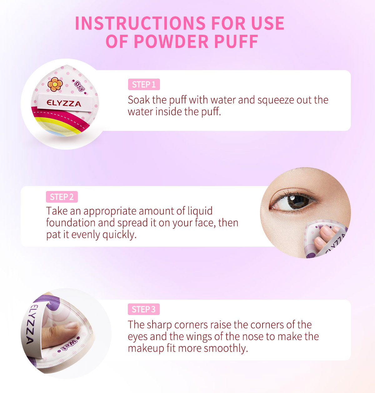 [Sent From Manila] Elyzza Cotton Candy Puff Set: 1 Dry Puff, 1 Wet Puff ...