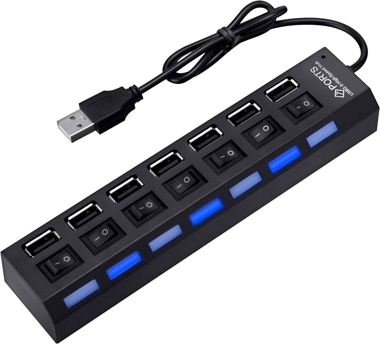 USB Port HUB 7 Port High Speed Independent Switch 4 Bit Splitter 2.0 ...