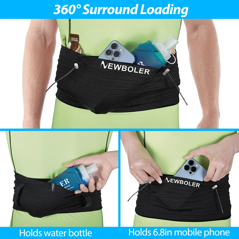 NEWBOLER Large Capacity Running Belt Bag Breathable High Elastic Waist ...