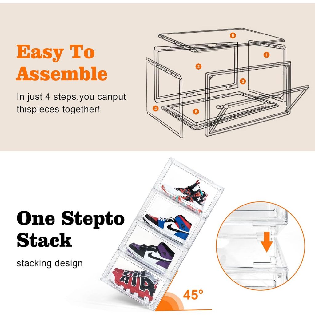 Buy 1Take 1 Acrylic shoe box Magnetic side drop shoe box Stackable ...