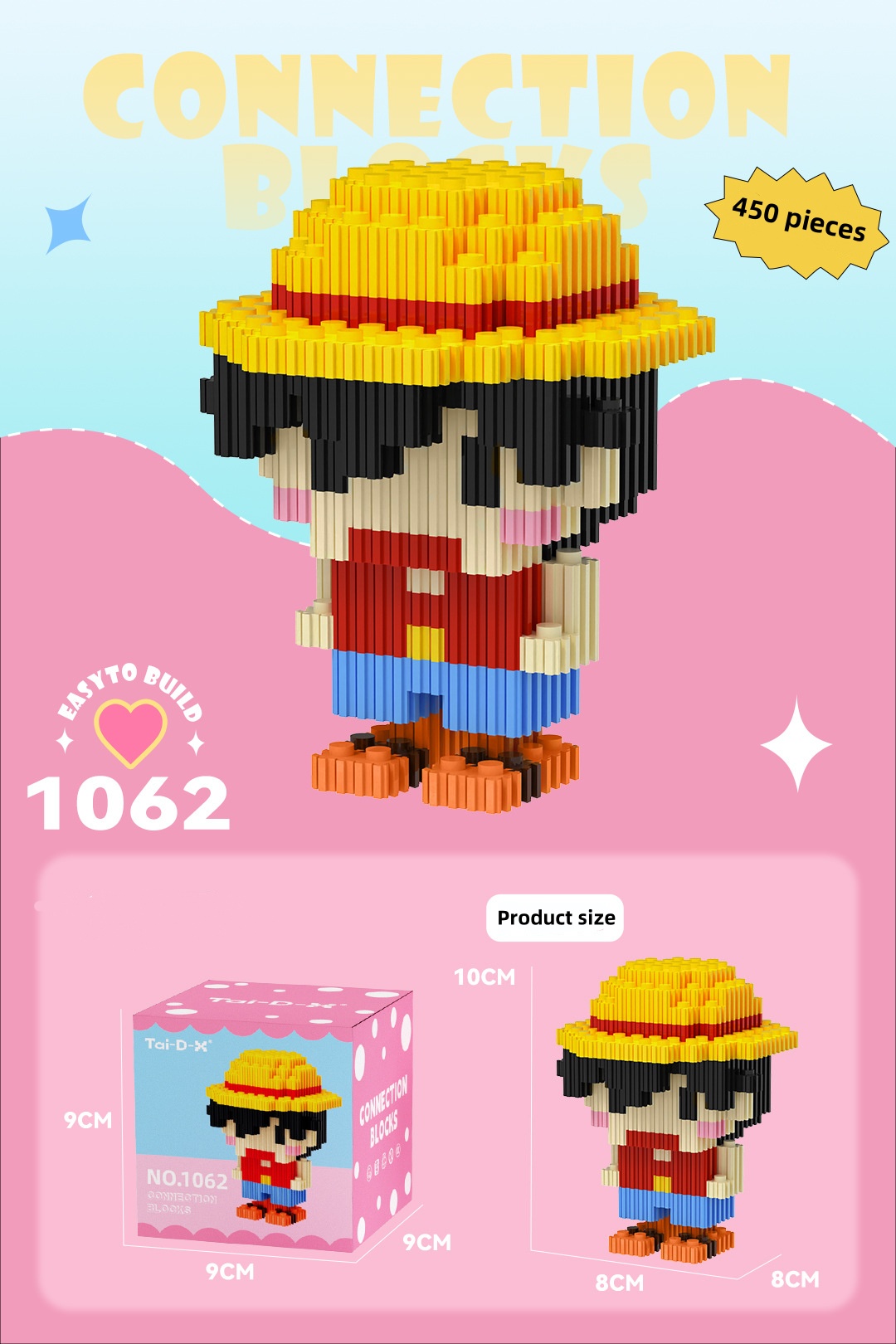 6 PCS One Piece Luffy Assembly Building Block Toy Gifts Mini Character ...