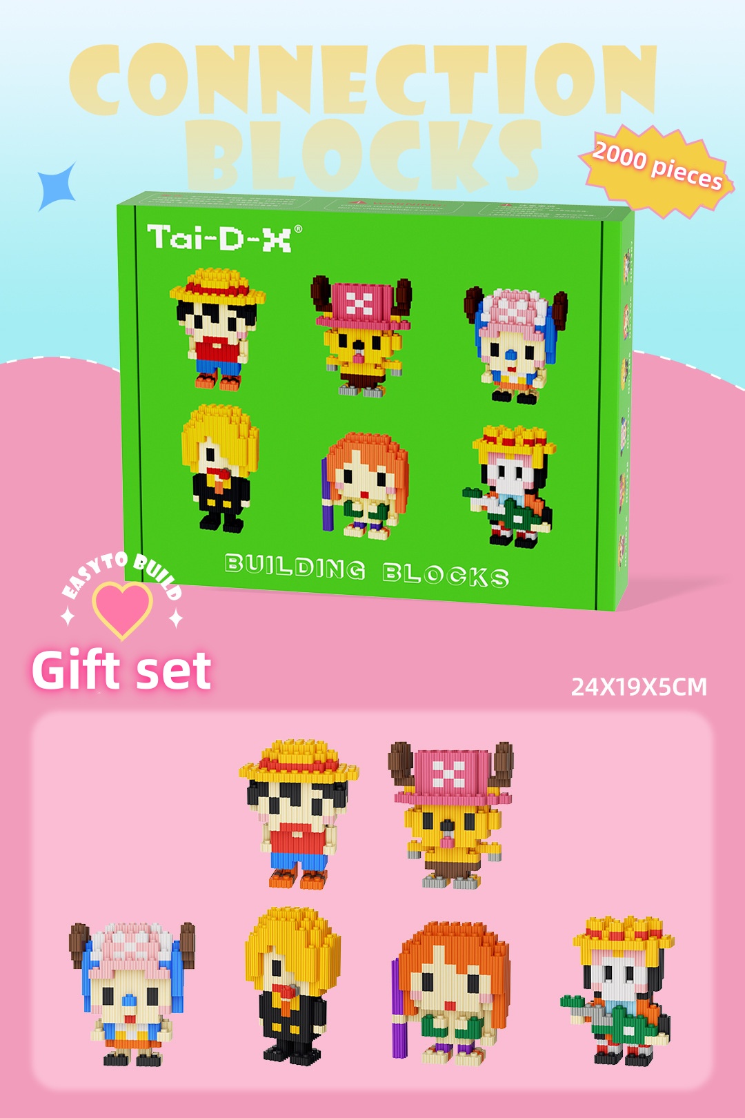 6 PCS One Piece Luffy Assembly Building Block Toy Gifts Mini Character ...