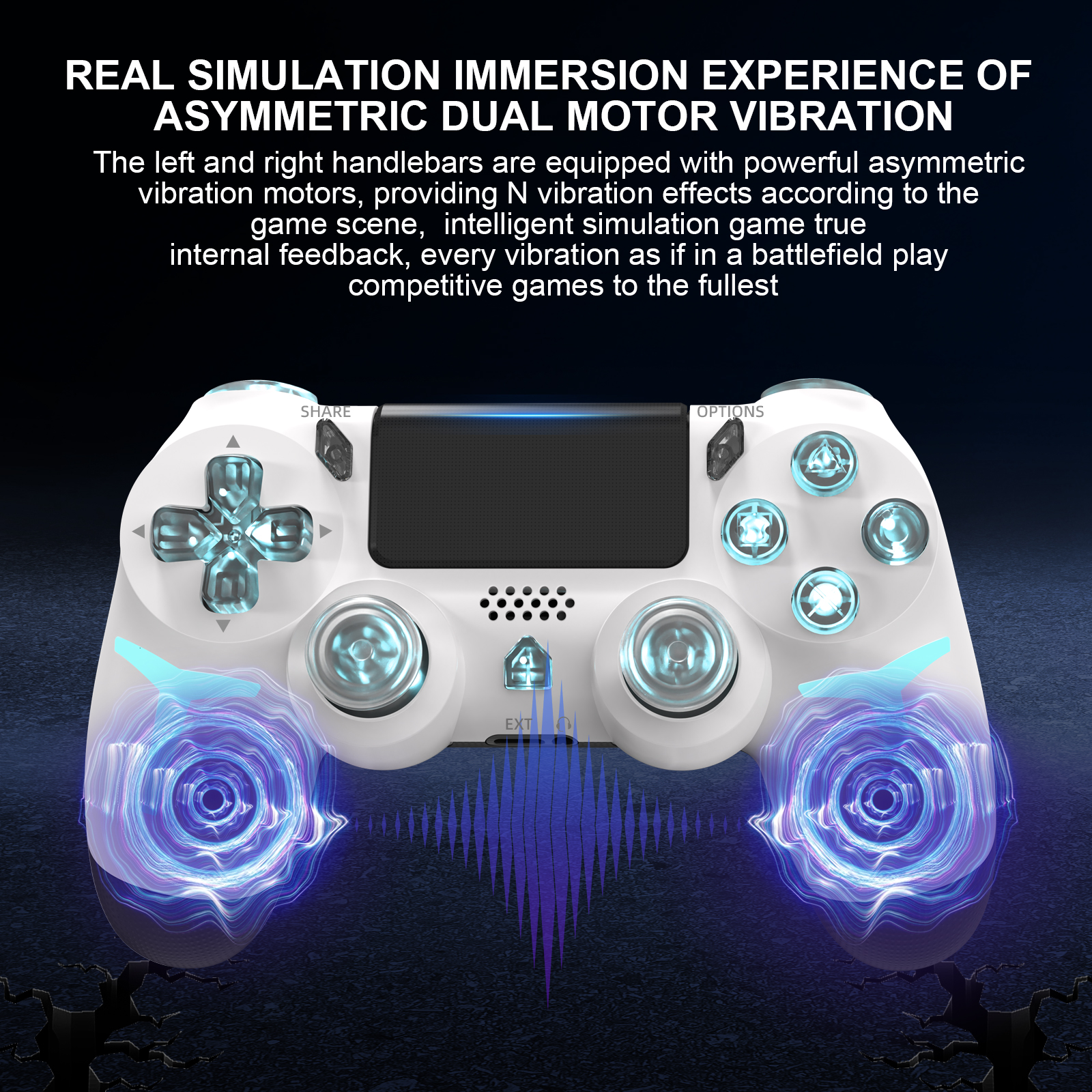 RGB Light Wireless Gamepad Bluetooth Controller For PS4 PS3 Console Computer PC 6-axis Gyroscope ...
