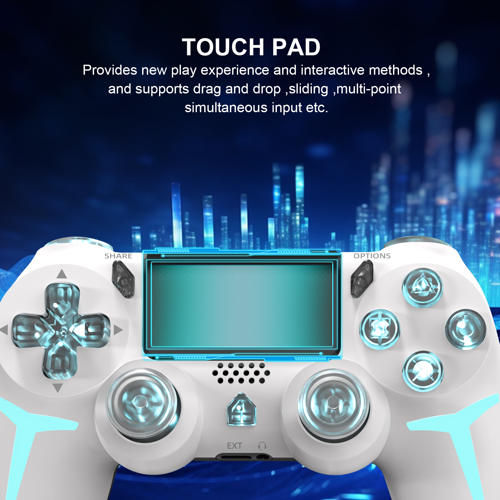 RGB Light Wireless Gamepad Bluetooth Controller For PS4 PS3 Console Computer PC 6-axis Gyroscope ...