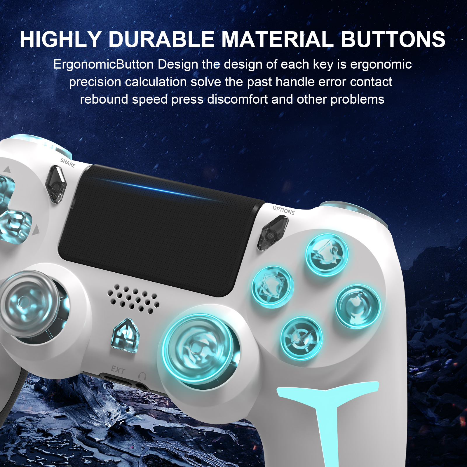 RGB Light Wireless Gamepad Bluetooth Controller For PS4 PS3 Console Computer PC 6-axis Gyroscope ...