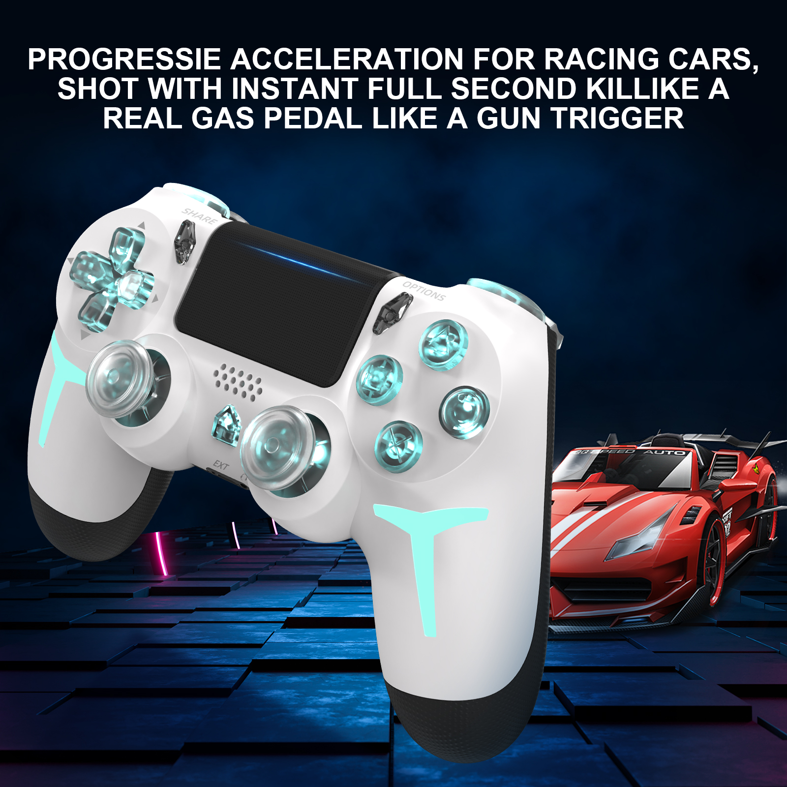 RGB Light Wireless Gamepad Bluetooth Controller For PS4 PS3 Console Computer PC 6-axis Gyroscope ...
