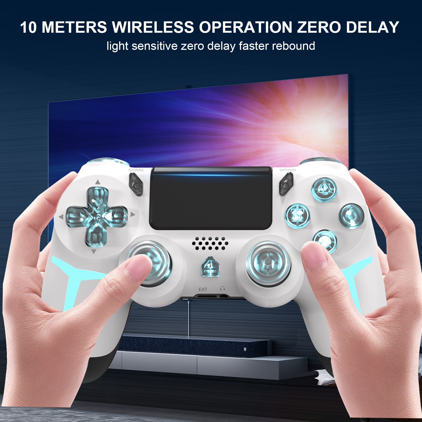 RGB Light Wireless Gamepad Bluetooth Controller For PS4 PS3 Console Computer PC 6-axis Gyroscope ...