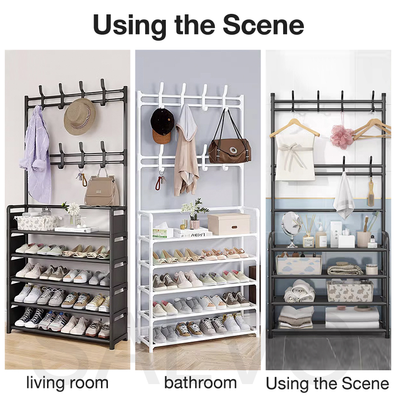 Multifunctional 4-Layer Shoe Rack | Floor Organizer for Shoes, Coats ...