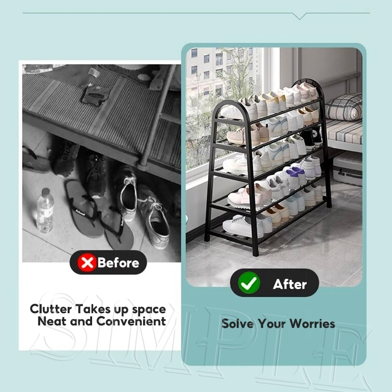 Foldable 5-Layer Shoe Rack | Stainless Steel Stackable Shoe Organizer ...