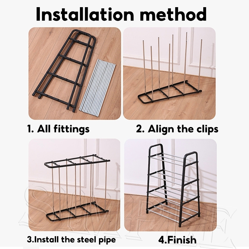 Foldable 5-Layer Shoe Rack | Stainless Steel Stackable Shoe Organizer ...