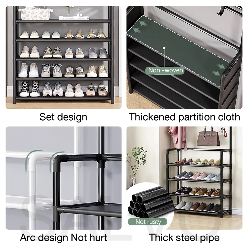 Multifunctional 4-Layer Shoe Rack | Floor Organizer for Shoes, Coats ...