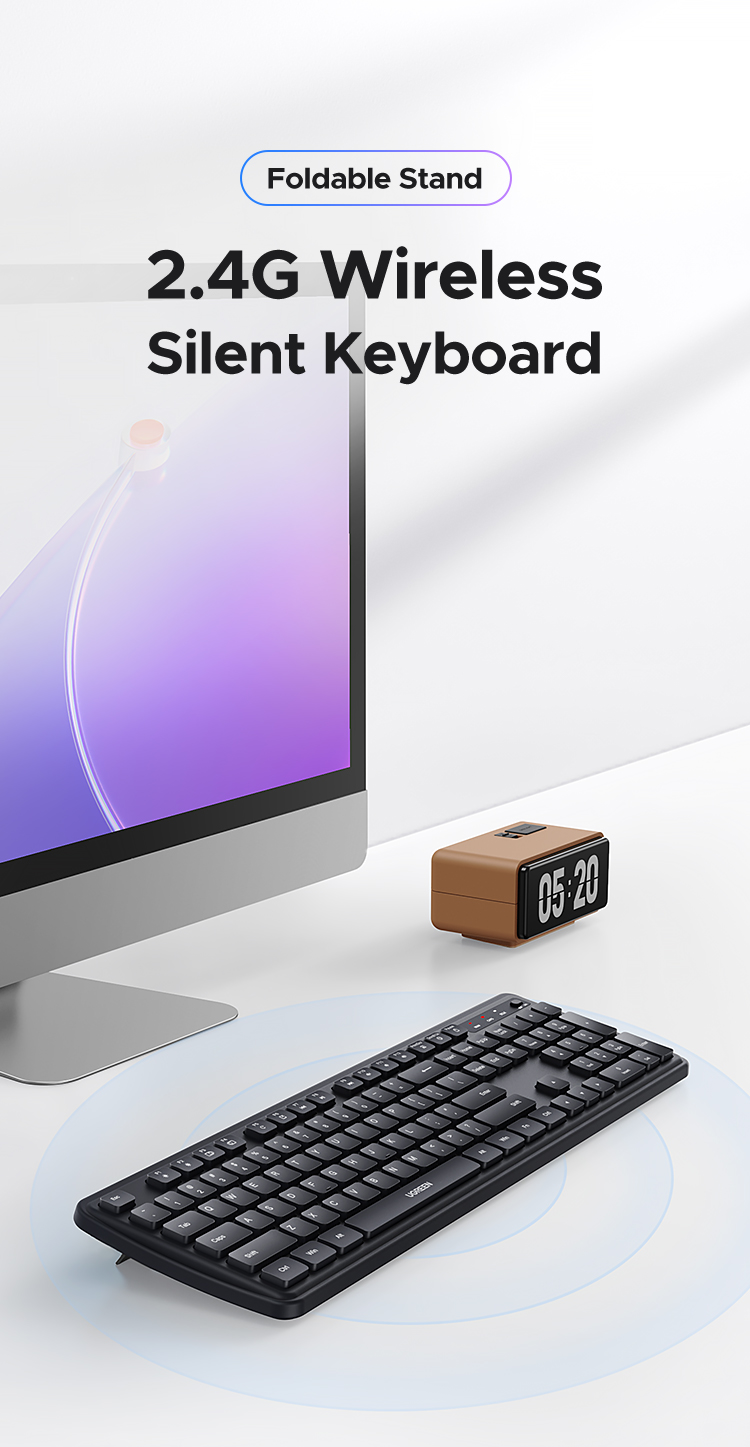 UGREEN 2.4G Wireless Slient Keyboard Ergonomic Design 10M Transmission ...