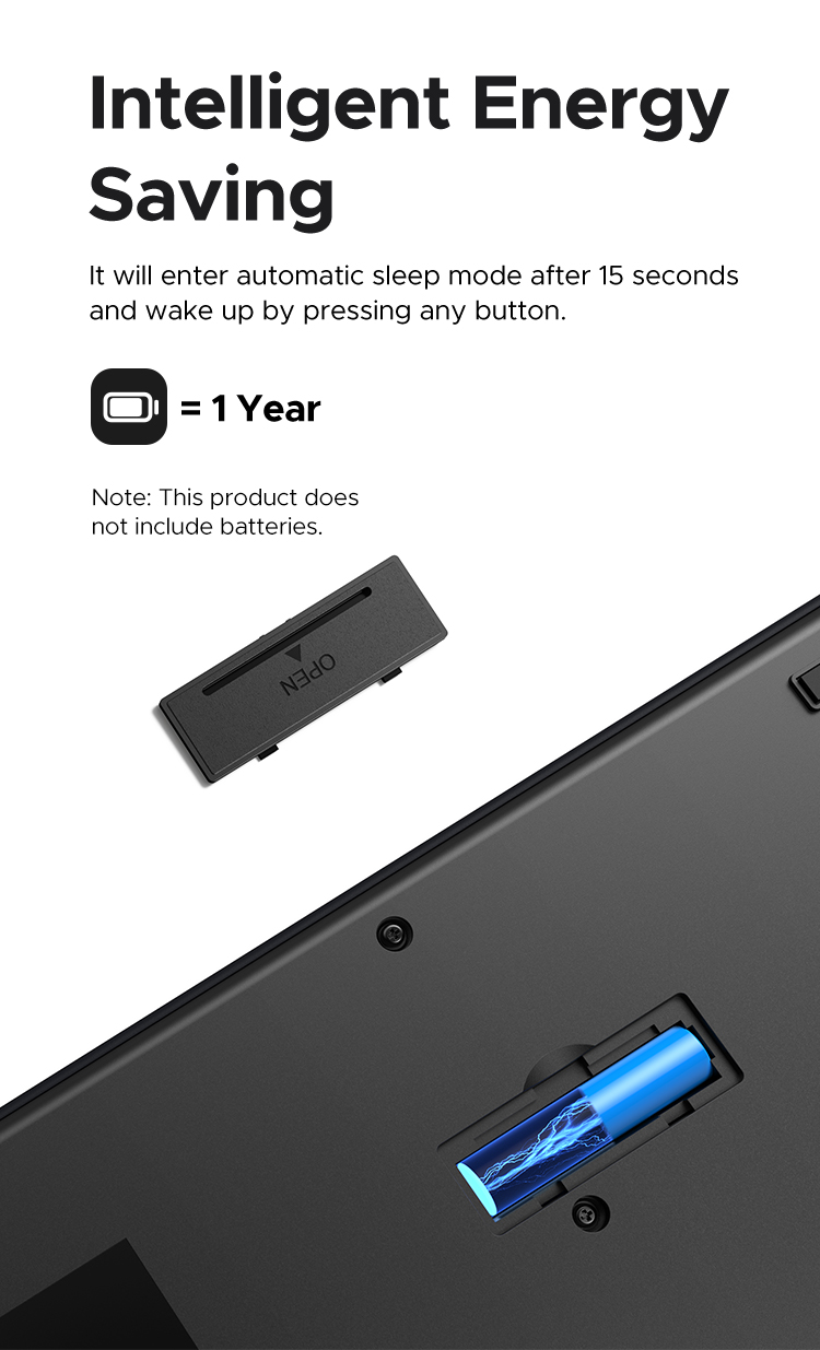 UGREEN 2.4G Wireless Slient Keyboard Ergonomic Design 10M Transmission ...