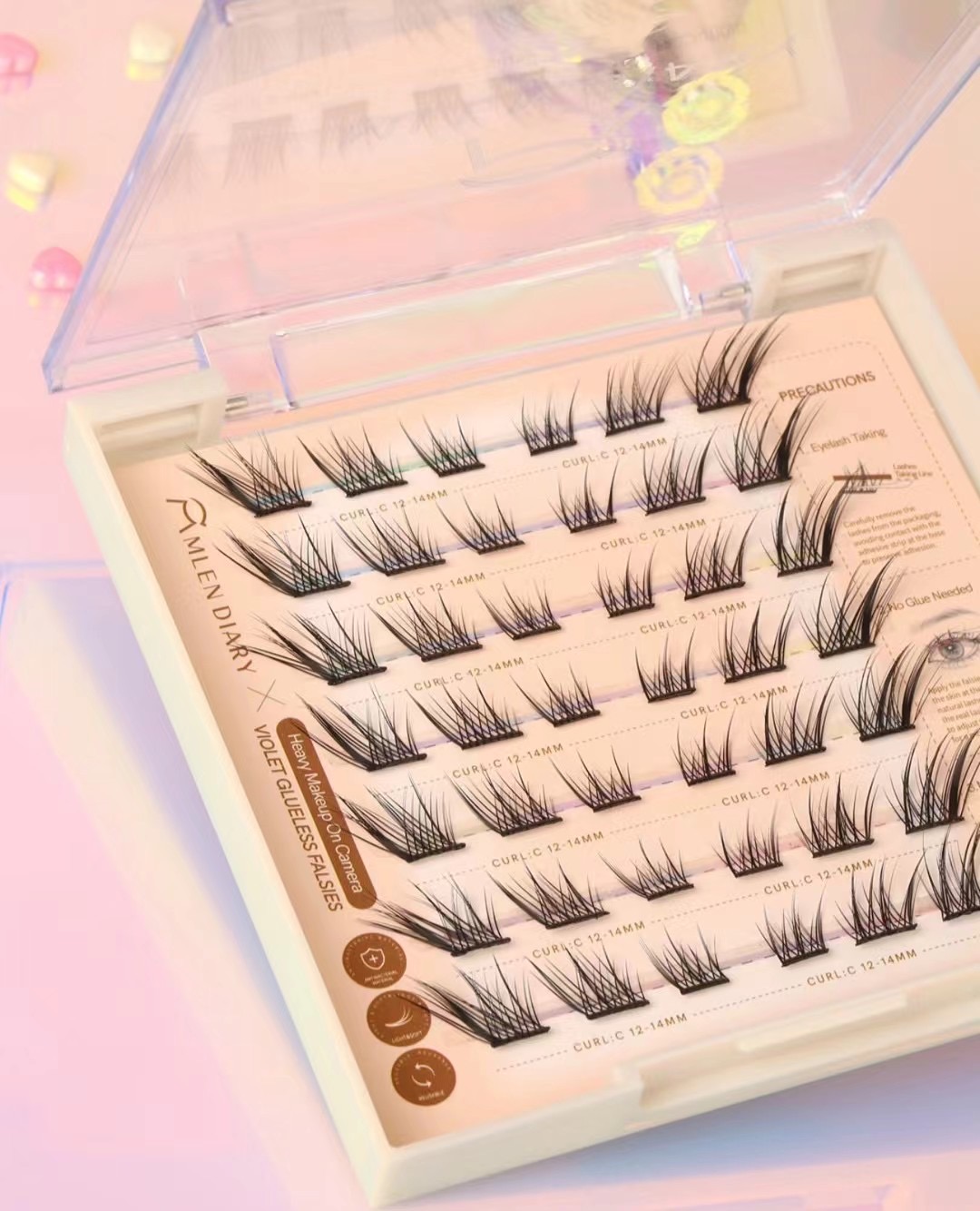 MLEN DIARY Glue Free Lash Clusters Eyelashes Individual Lash Extension ...