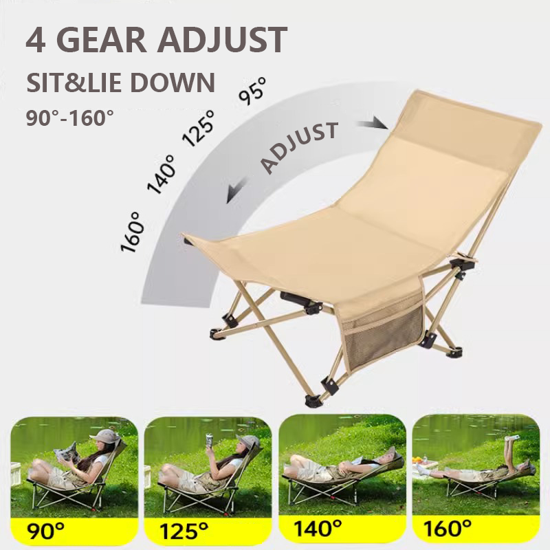 Foldable Shell Stool Reclining Camping Chair Rest Folding Recliner ...