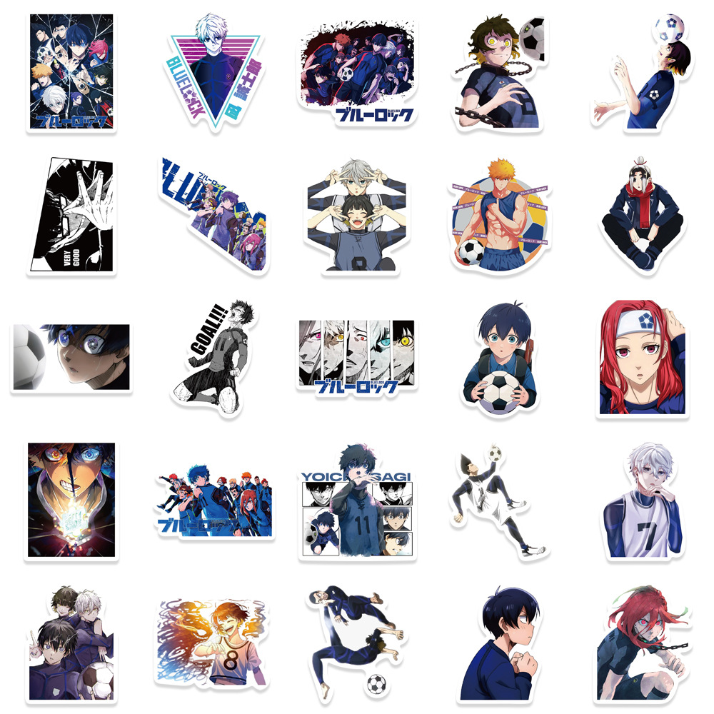 MUYA 50pcs Blue Lock Soccer Stickers Anime Sports Decals for Football ...